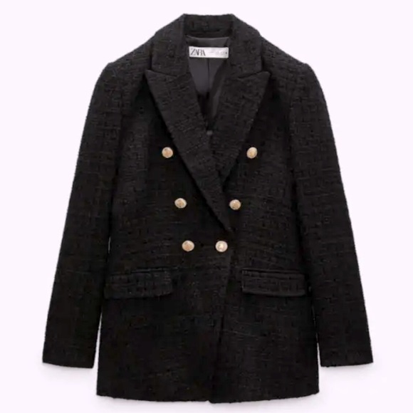 Zara | Jackets & Coats | Zara Double Breasted Textured Weave Jacket ...
